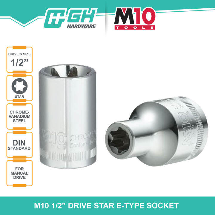 [ GH HARDWARE ] M10 1/2" Drive Star E-Type Socket - E10 / E12 / E14 / E16 / E 18 / E20 | Lazada