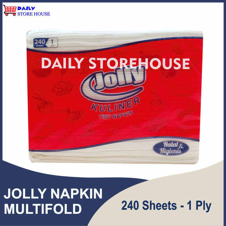 Tissue Jolly Kuliner Napkin Multifold Hand Towel 1 Ply 240 Sheets ...