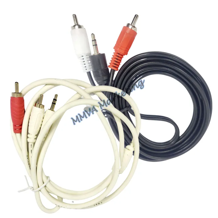 3.5mm Plug Auxiliary AUX to 2 RCA AV Audio Video TV Cable Cord 1.5m Wire Adapter White/Black ...