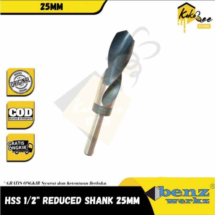 Mata bor besi HSS shank 1/2" - Reduced shank 25 mm besi kayu plastik ...
