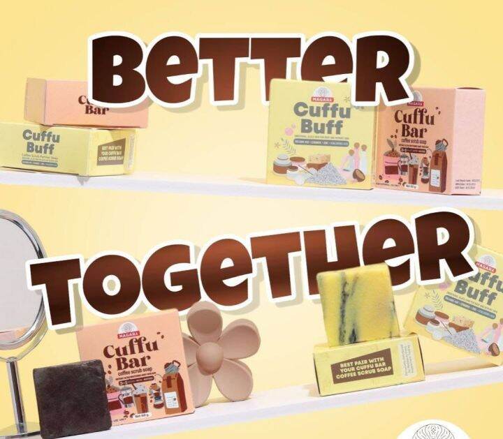 2in1 Combo Magara Skin Cuffu Bar and Cuffu Buff Soap 60g Coffee Scrub ...