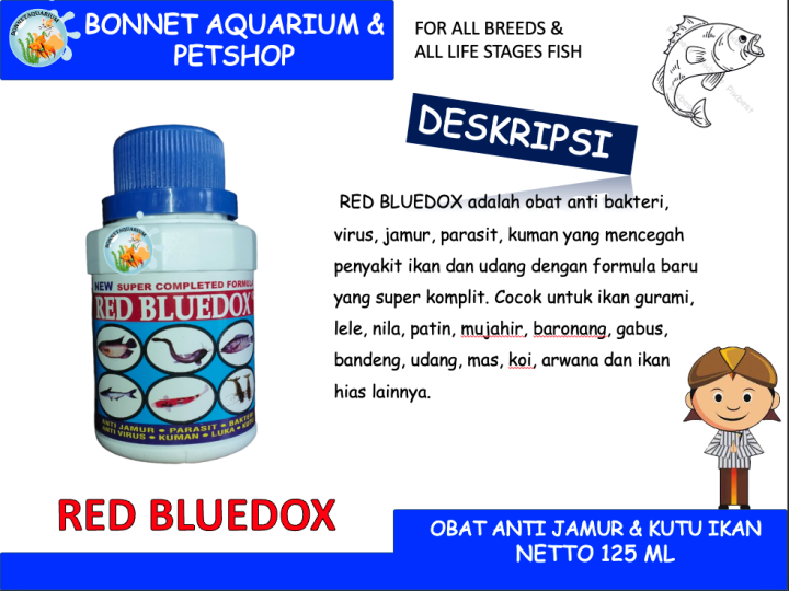 OBAT ANTI JAMUR & KUTU IKAN - RED BLUEDOX 125 ML - ANTI PARASIT BAKTERI ...