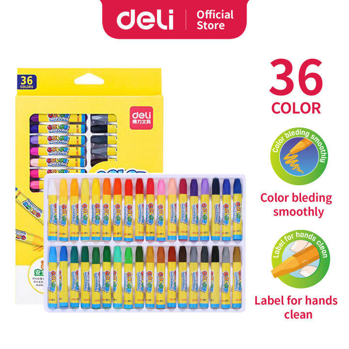 Deli crayon oil pastel 12/18/24/36 colors 6963 | Lazada Indonesia
