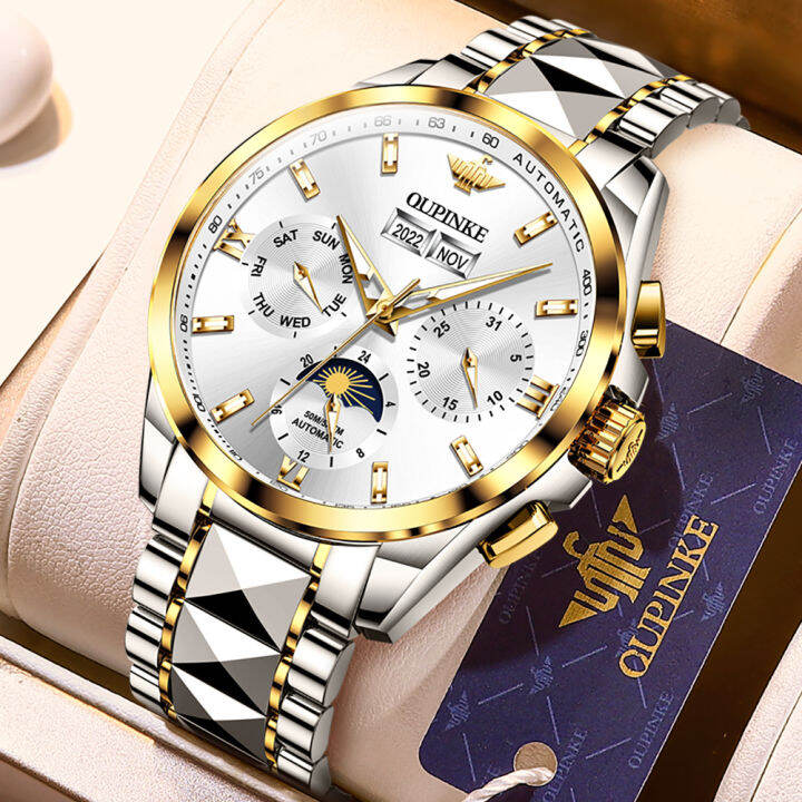 OUPINKE Top Luxury Male Watch Automatic Mechanical Men Watch 50M Waterproof Sapphire Mirror ...