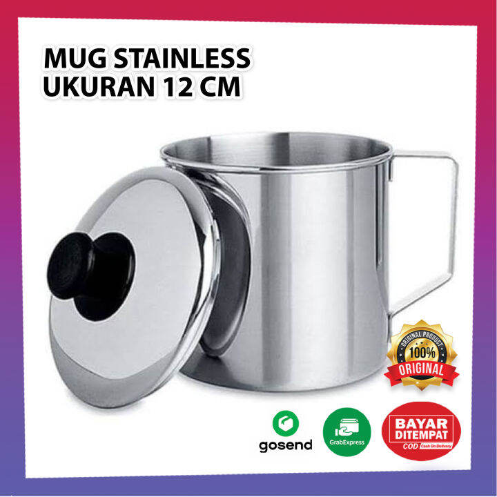 MUG TUTUP STAINLESS JADUL Kecil Tahan Panas / Cangkir Kopi / Coffee Mug ...