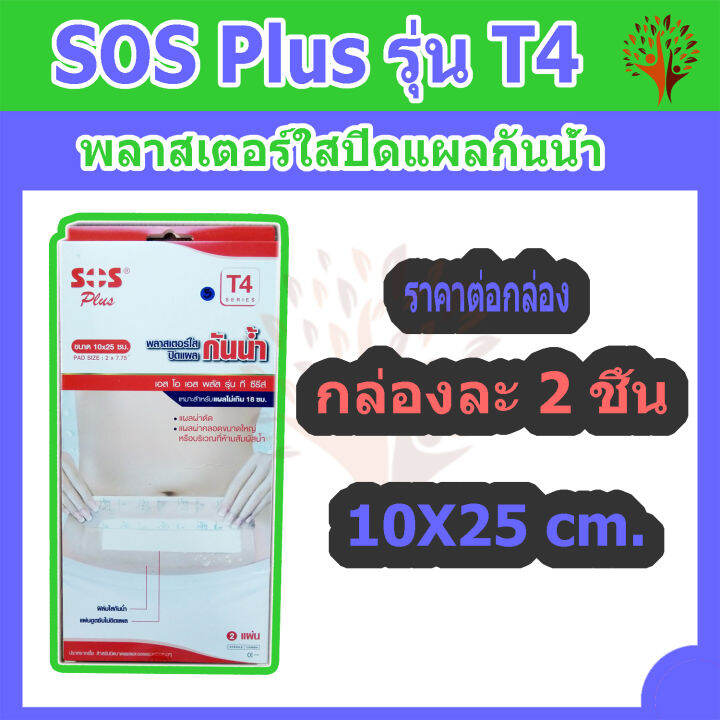 [พร้อมส่ง] SOS Plus รุ่น T4 พลาสเตอร์ใสปิดแผลกันน้ำ (กล่องละ 2 ชิ้น ...