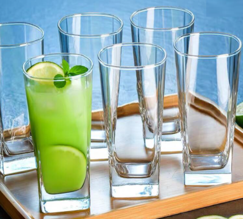 6 PCS PLAIN WHITE TALL DRINKING GLASSWARE GLASS 6in1 SET EVERYDAY ...