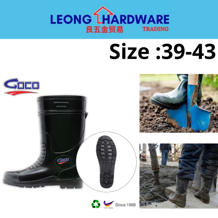 💥[39-44] GOCO Safety Rubber Boots | Safety Shoes | Rain Boot | Black ...
