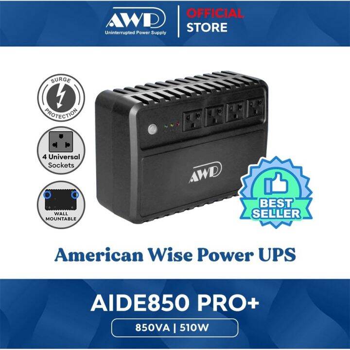 AWP Aide Pro 510W-850VA UPS with AVR Uninterruptible Power Supply (4 ...