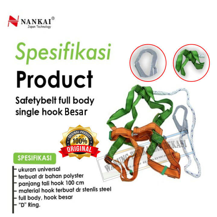 Nankai Safety Belt Pengaman Full Body Harness Harnes Sabuk Keselamatan Single Hook Besar ...