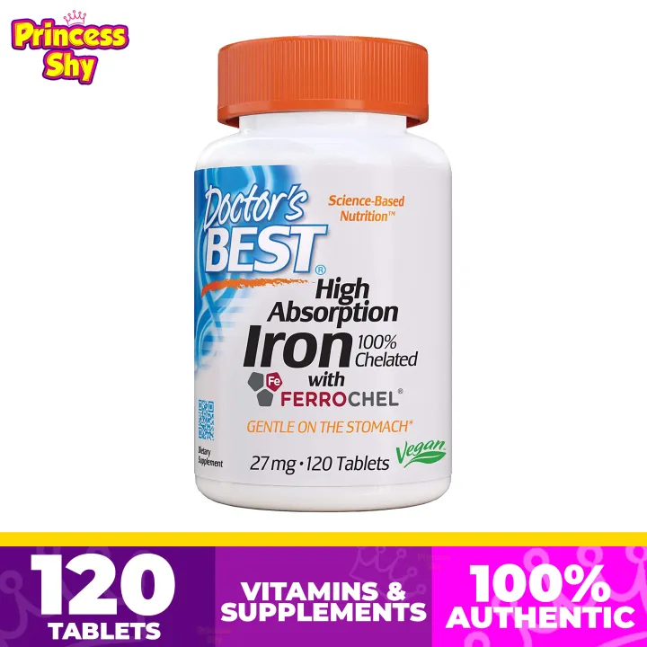 Doctor's Best High Absorption Iron with Ferrochel 100% Chelated 27 mg ...