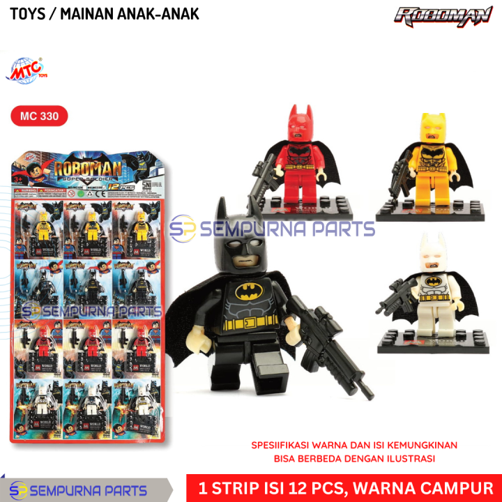 TOYS LEGO ROBOMAN BLOCK BATMAN SOLDIER MC 330 (1 STRIP ISI 12 PCS ...