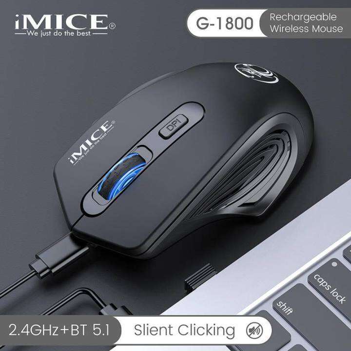 IMICE G-1800 chuột không dây chế độ kép 2.4G Chuột Bluetooth im lặng có thể sạc lại | Lazada.vn