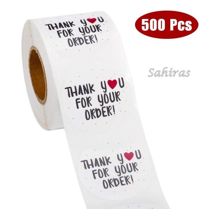 1 Roll (500 pcs) Stiker Label Stiker Packing Tulisan Thank You For Your ...