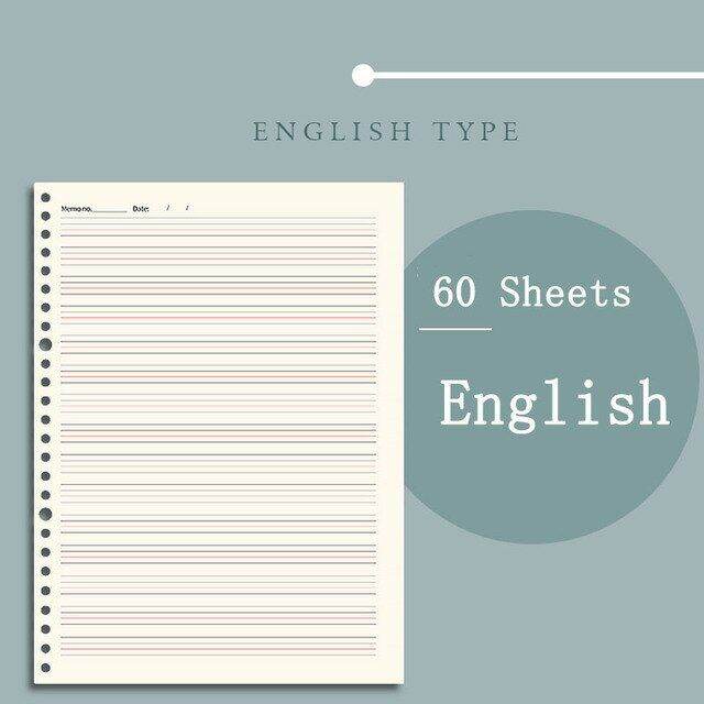60 Sheets Loose Leaf Notebook Refill Spiral Binder 26 Holes Diary ...