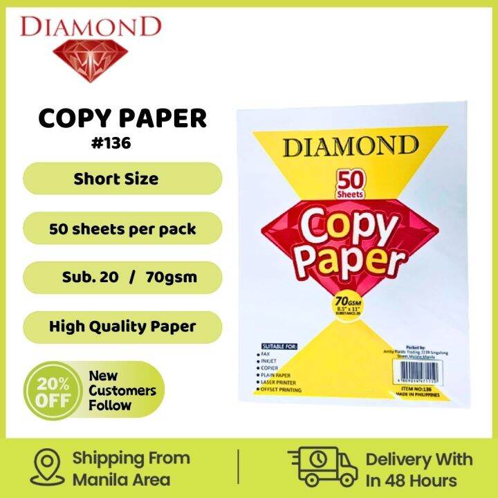Diamond Copy Paper Short Size 50sheets per pack | Lazada PH