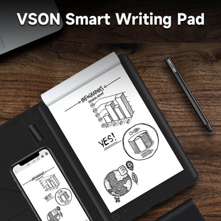 VSON WP9623 Smart Writing Pad Notebook with 8192-level Pressure Sensitivity Ballpoint Pen 150 ...