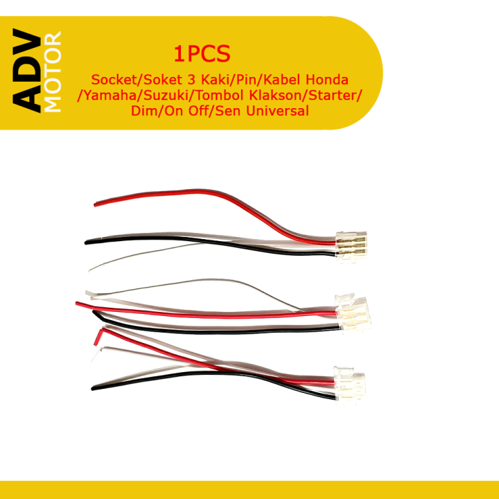Socket/Soket 3 Kaki/Pin/Kabel Honda/Yamaha/Suzuki/Tombol Klakson ...