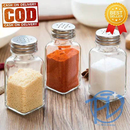 COD PD Premium Glass Kitchen Condiments For Salt Pepper Powder Spice ...