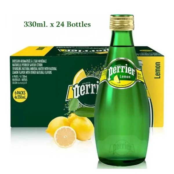 Perrier Lemon Flavored Carbonated Mineral Water 330ml x 24bottles in-a ...