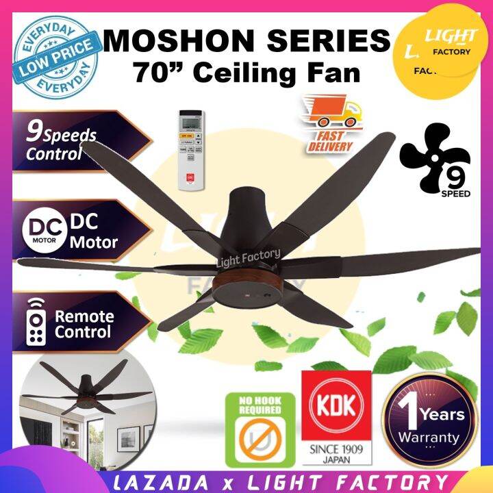 KDK Moshon Series K18NY-RBR 70" 6 Blades DC Motor Ceiling Fan 9 Speeds ...