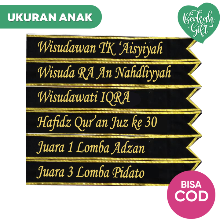 Selempang Wisuda Anak TK, RA, SD, MI, PAUD ukuran Kecil, Bahan Beludru ...