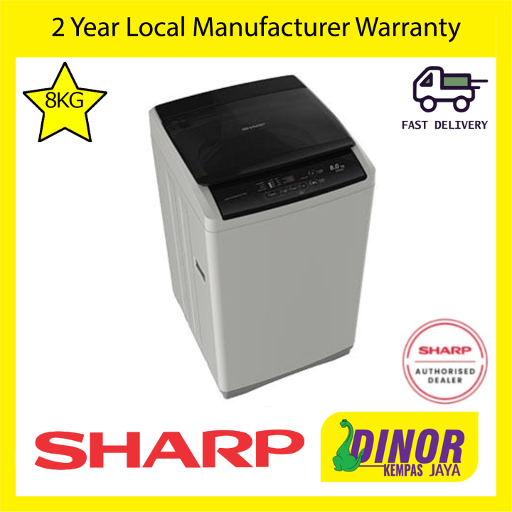 Sharp 8kg Fully Auto Washing Machine Washer ES-818X Mesin Basuh ES818X ...