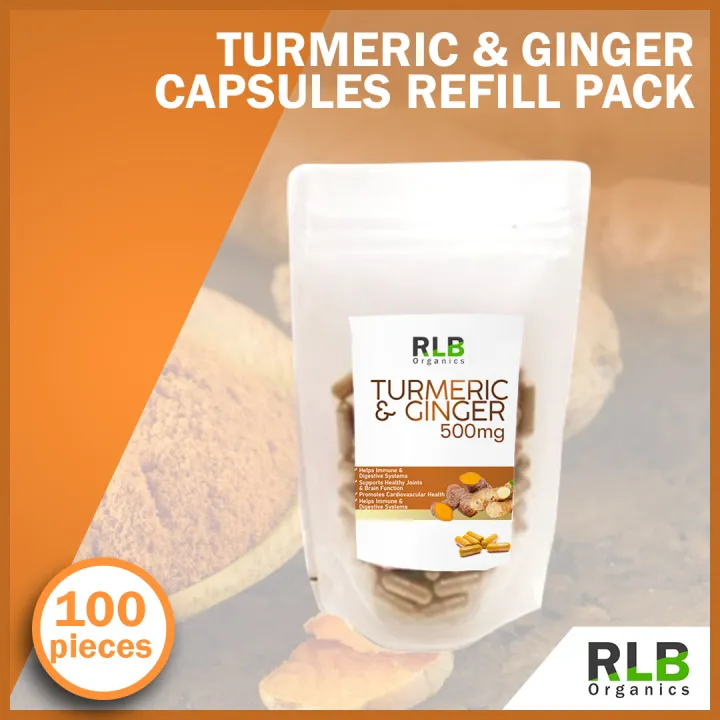 Organic Pure Natural Turmeric and Ginger Capsules Refill Packs (100 ...