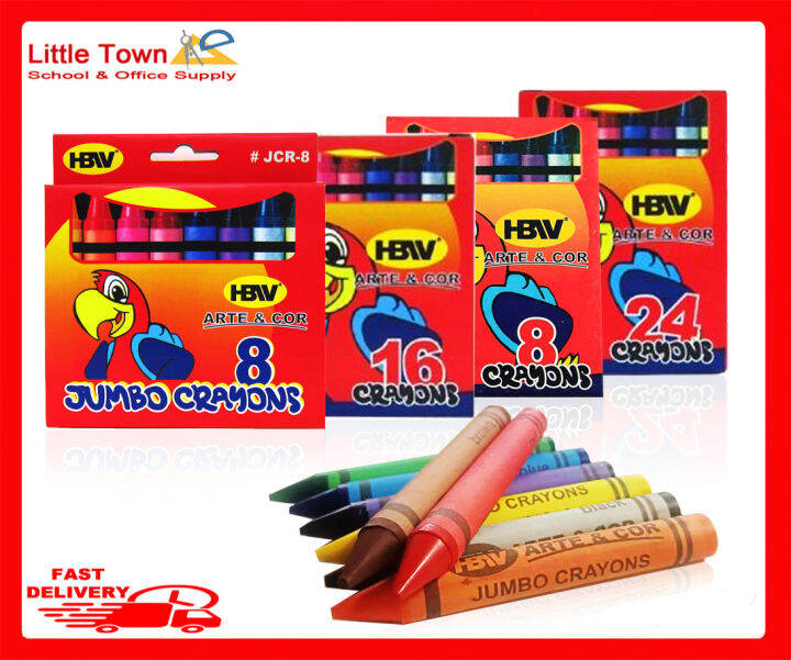 School Supply HBW Arte & Cor Crayons Non-toxic 8 / 16 / 24 / Jumbo ...