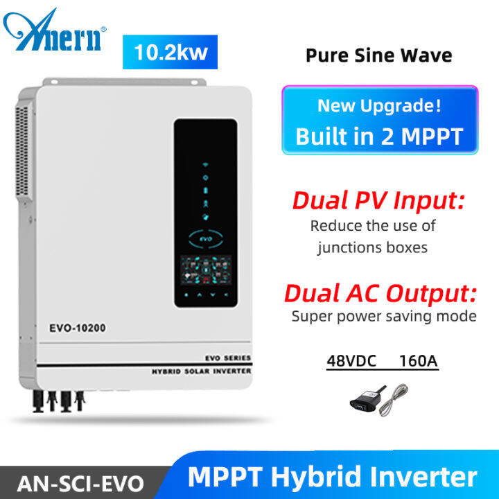 Anern 10.2KW solar inverter 48V 160A Hybrid off-grid inverter Pure sine wave built-in controller ...