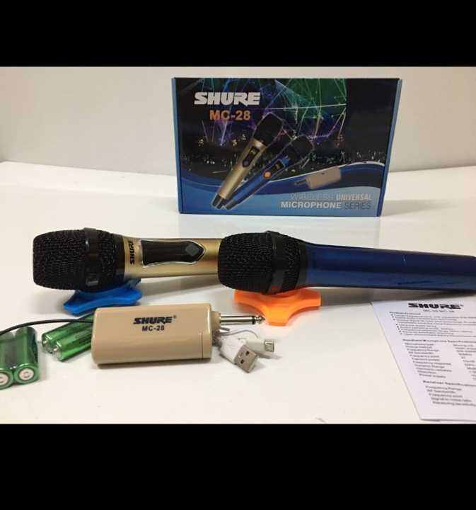 MIC WIRELESS SHURE MC28 FREQ UHF 2 MIC PEGANG BAHAN BESI MC 28 | Lazada ...