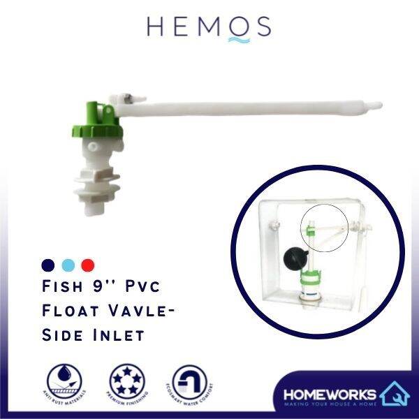 FISH 9'' PVC FLOAT VALVE-SIDE INLET PELAMPUNG TANGKI TANDAS SALUR BAWAH ...