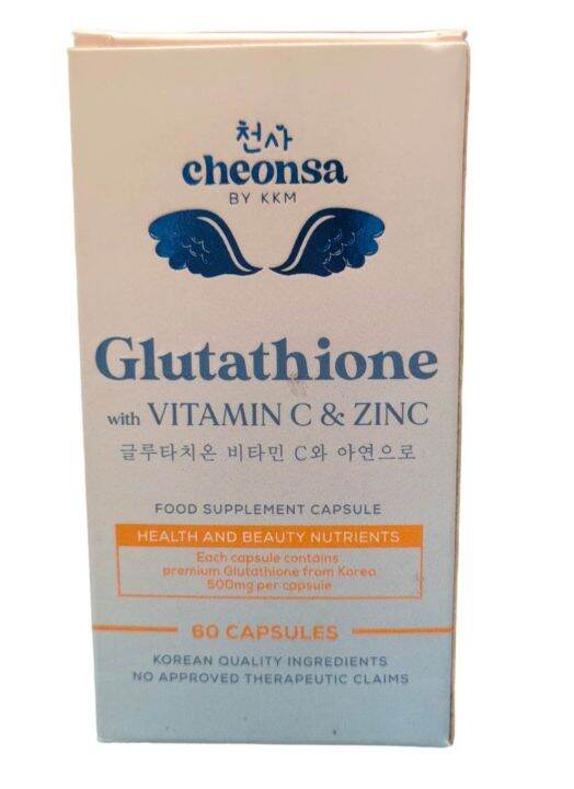 CHEONSA Glutathione with Vitamin C + Zinc 500mg x 60 Capsules | Lazada PH