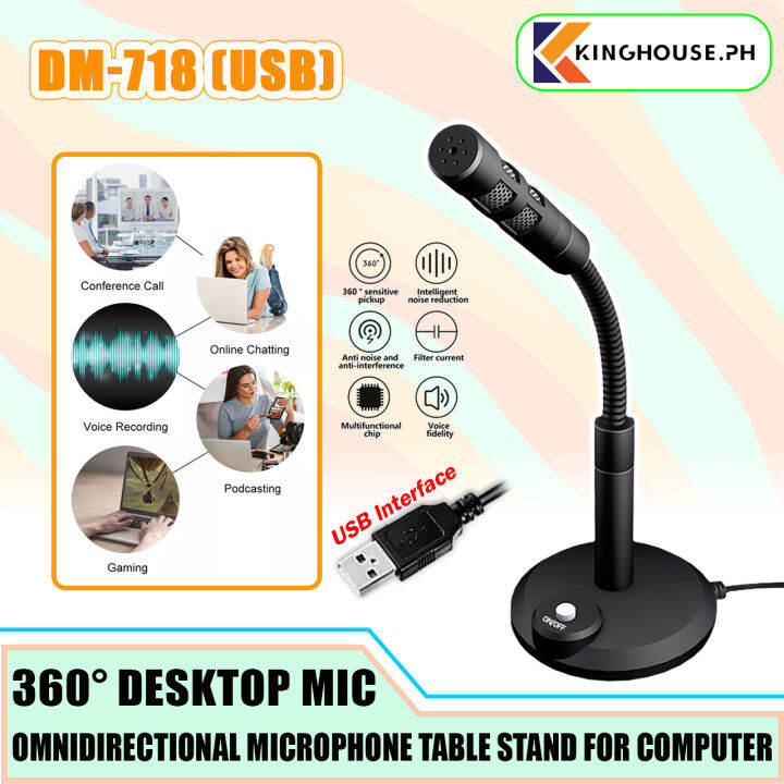 DM-717 ( USB | 3.5mm ) Computer Microphone with Stand Noise ...