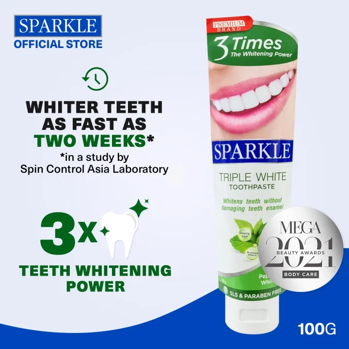SPARKLE Triple White Toothpaste 100g [Healthy teeth whitening, Tartar ...