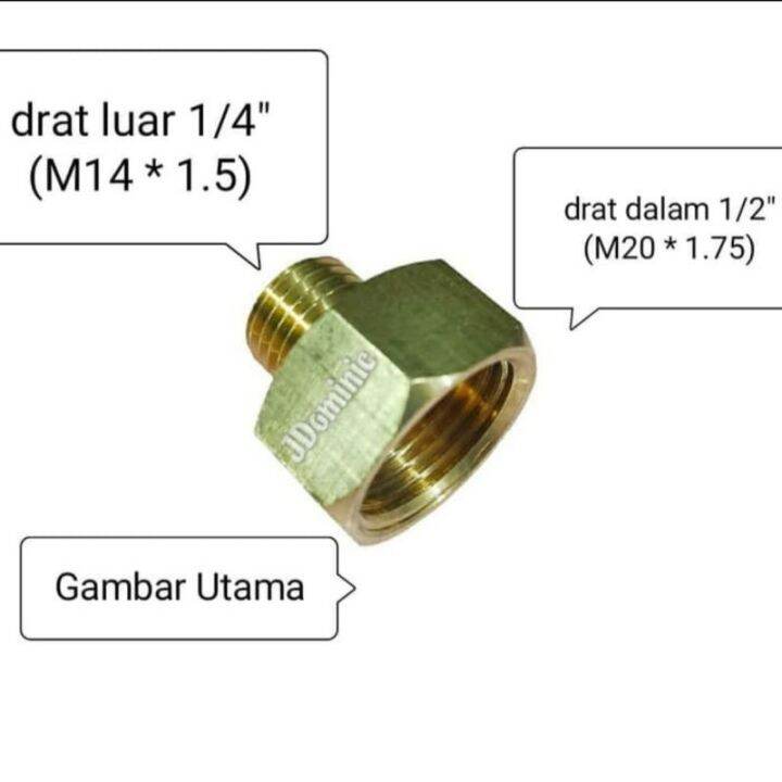 drat dalam 1/2 inchi ke ulir luar 1/4 inc in dim - kuningan thread ...