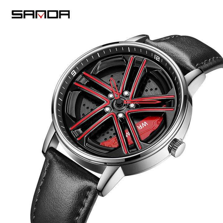 Sanda's Hot Wheel Rotating Dial Racing Style Quartz Watch Trendy Luxury ...