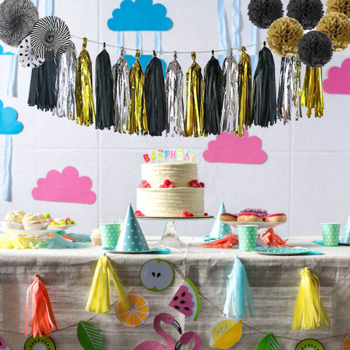 Black Gold Graduation Party Decorations - 28 Piece Set Farewell Tissue ...