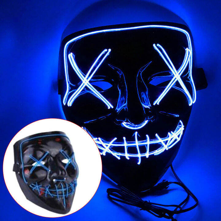V for Vendetta Neon Stitches Mask LED Wire Light Up Costume Party Purge ...