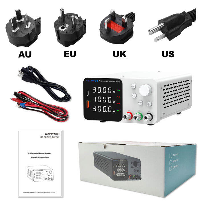 WANPTEK Lab Bench Power Supply 300W EU Plug DC Power Supply Unit Laboratory Switching 30V 10A ...
