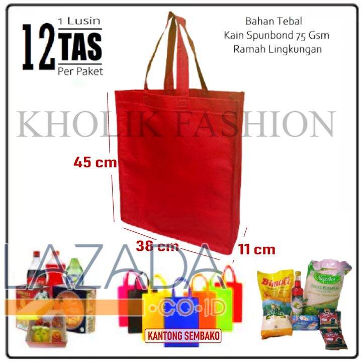 MURAH 1 Lusin Tas Kain Spunbond Goodie Bag Besar / Jumbo Uk. 38x45 ...