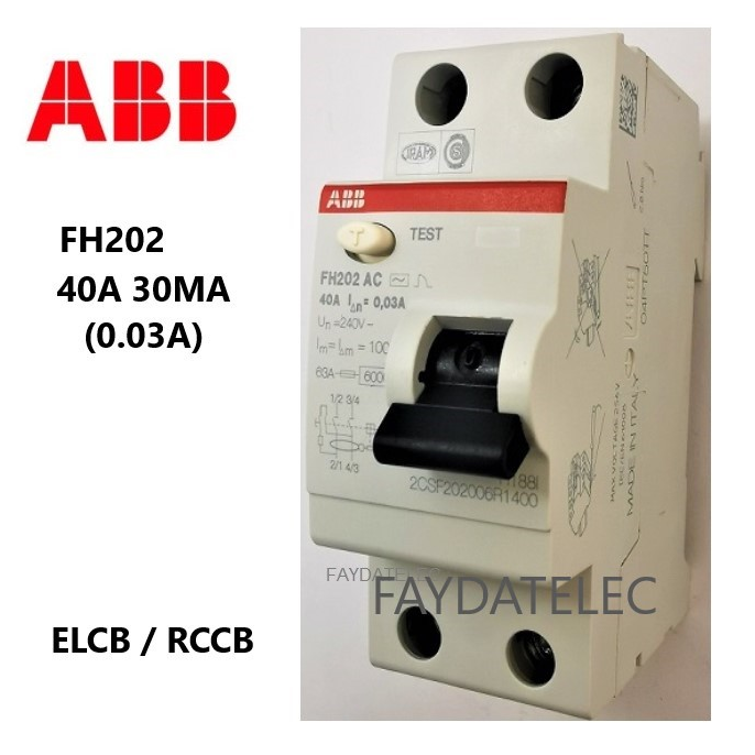 ABB 40A 30MA (0.03A) 2POLE ELCB / RCCB | Lazada