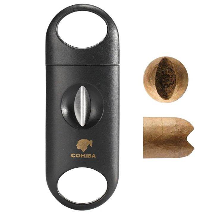 Overview of COHIBA Pemotong Rokok Cerutu Cigar Cutter Guillotine V Cut ...
