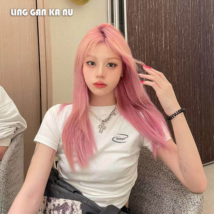 LING GAN KA NU เสื้อครอปไอจี ฤดูร้อนใหม่เวอร์ชั่นเกาหลีเอวสูงบางพิมพ์ ...