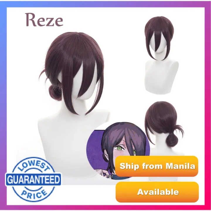 Chainsaw Man Reze Wigs Ponytail Anime Cosplay Dark Purple Hair Costume ...