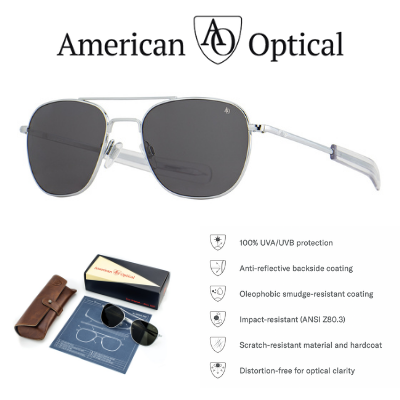 แว่นตา AO (American Optical) แท้ รุ่น Original Pilot (OP) -กรอบ เงิน ...