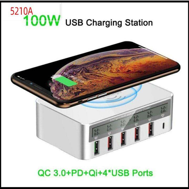 5210A แบบพกพาได้ ยูเอสบี QC PD ปลั๊ก UK EU US AU อะแดปเตอร์ชาร์จ สถานีชาร์จเร็ว ที่ชาร์จไร้สาย ...