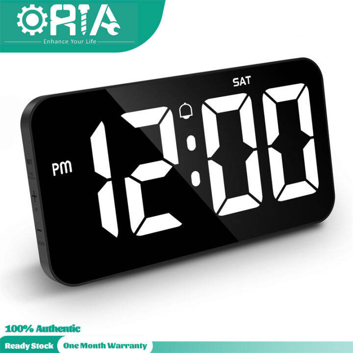 ORIA Digital Wall Clock 10.8 Inch Large Screen LED Alarm Clock, 12/24H ...