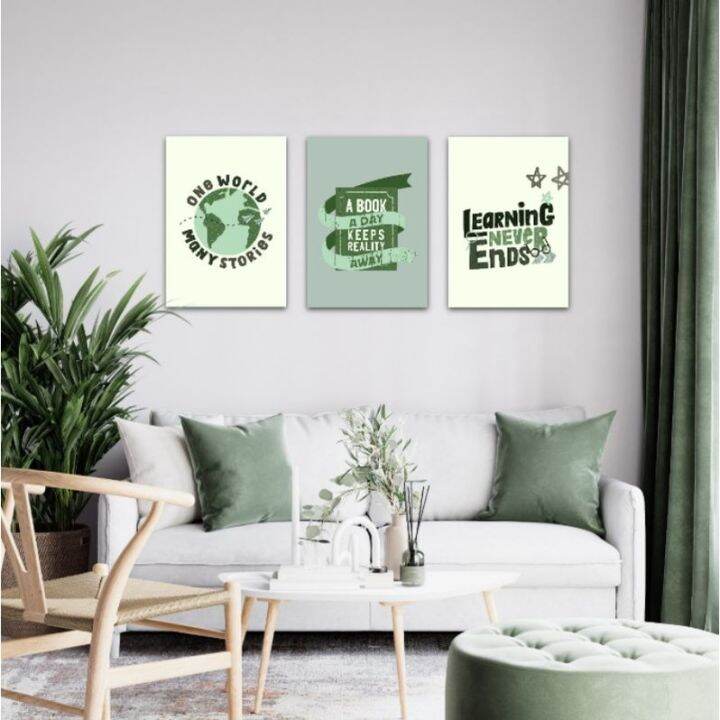 Pajangan Dinding Ruang Baca Perpustakaan Estetik Warna Hijau Pastel ...