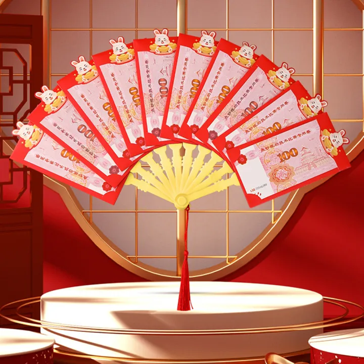 HOMELIVA CNY 2023 Chinese Classical Folding Fan Red Packet Chinese New ...
